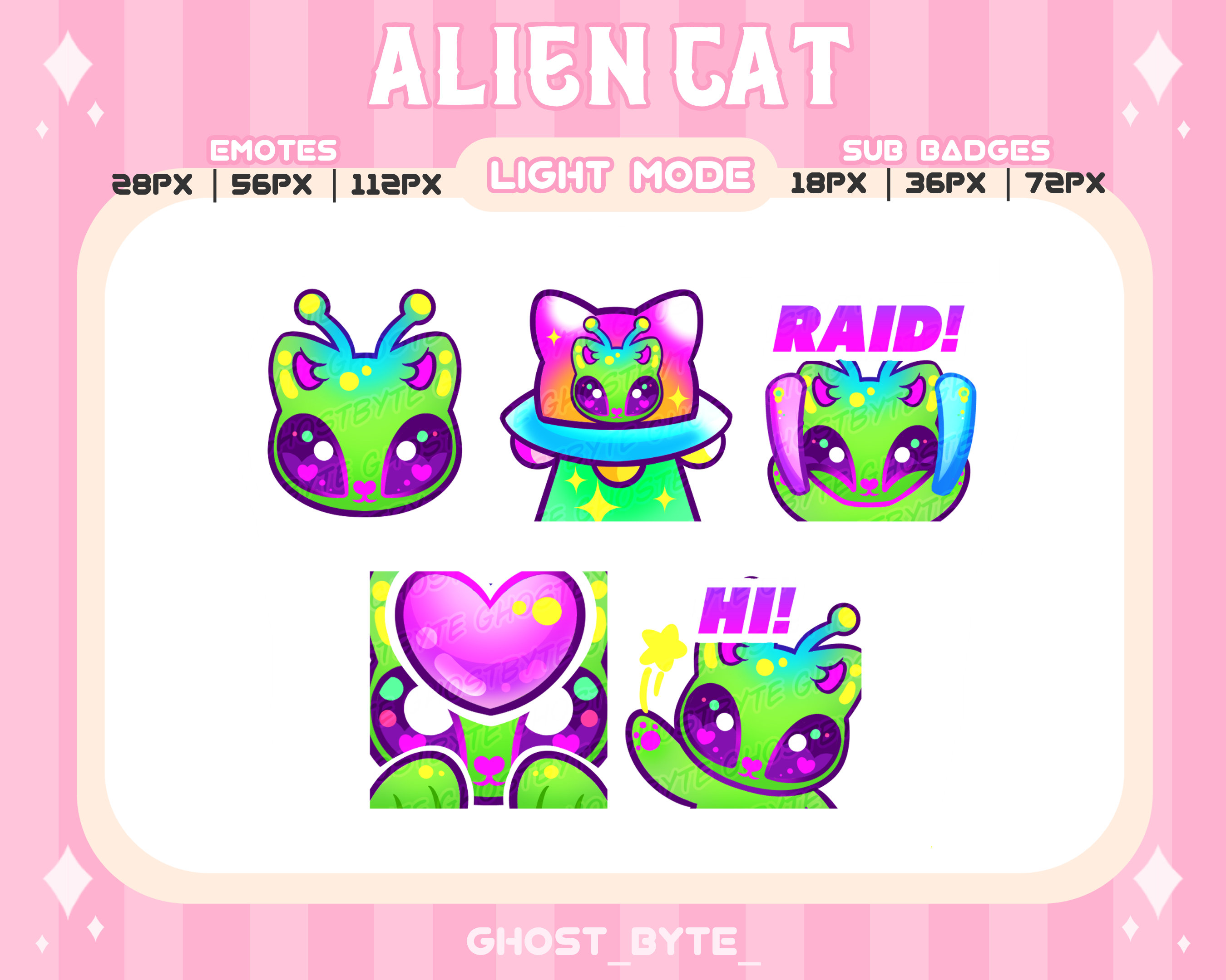 Alien Cat Emote Pack | Sub Badges | Twitch | Discord | Youtube ...