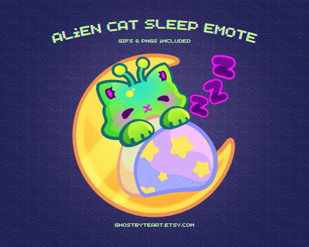 Sleeping Alien Cat Emote: Gamer Girl Streaming (pngs and GIF) - Etsy