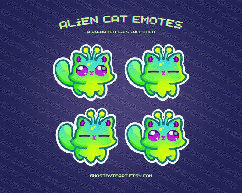 Alien Cat Emotes | Gamer Girl Emotes for Streaming - Etsy