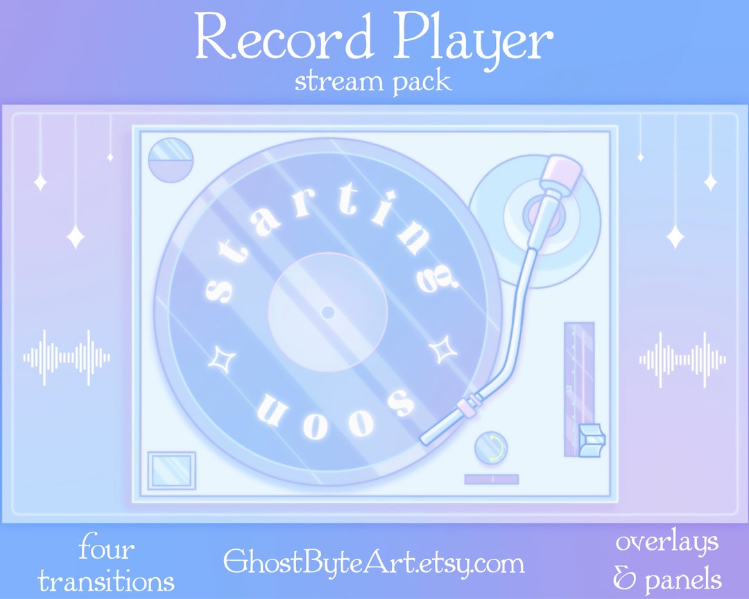 ANIMATED Record Player Streaming Set Transitions Overlays Webcam - Etsy