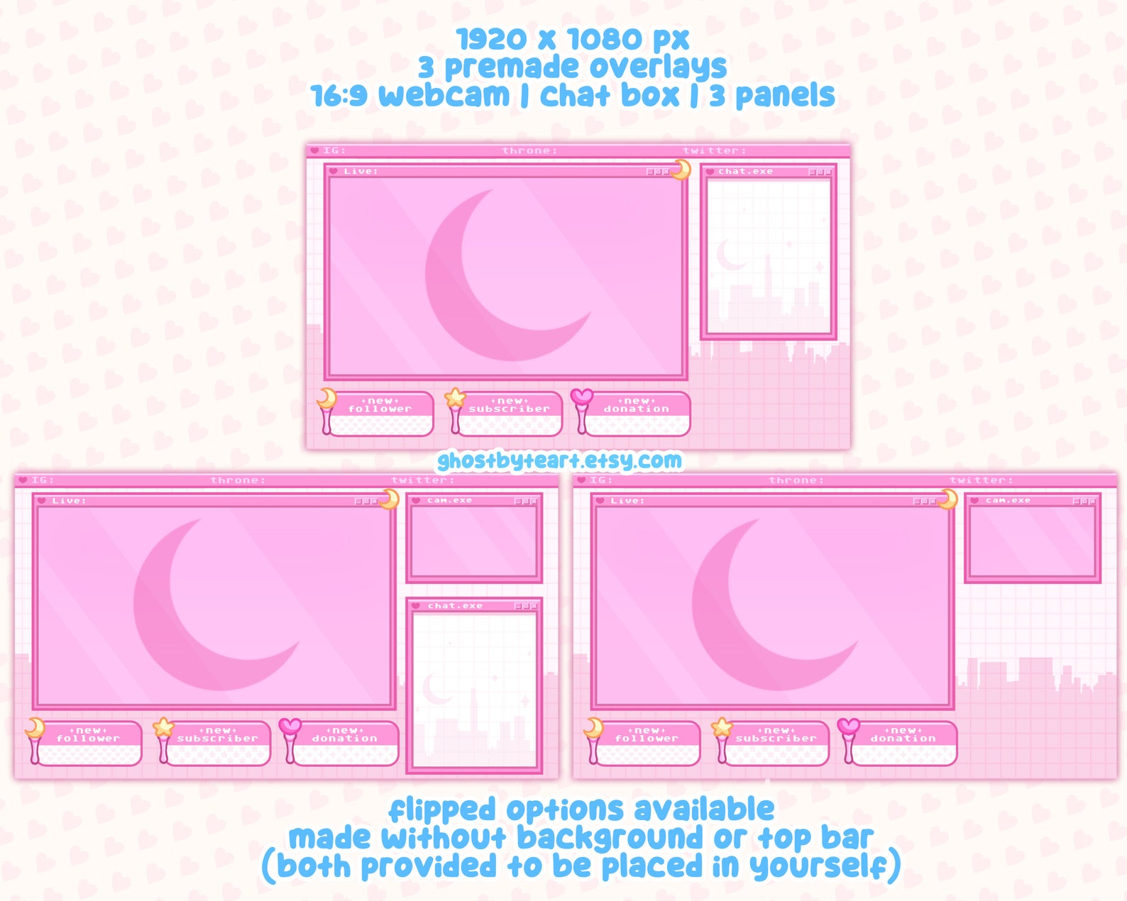 ANIMATED Pink Magical Girl Overlays & Transitions Streaming Pack for ...