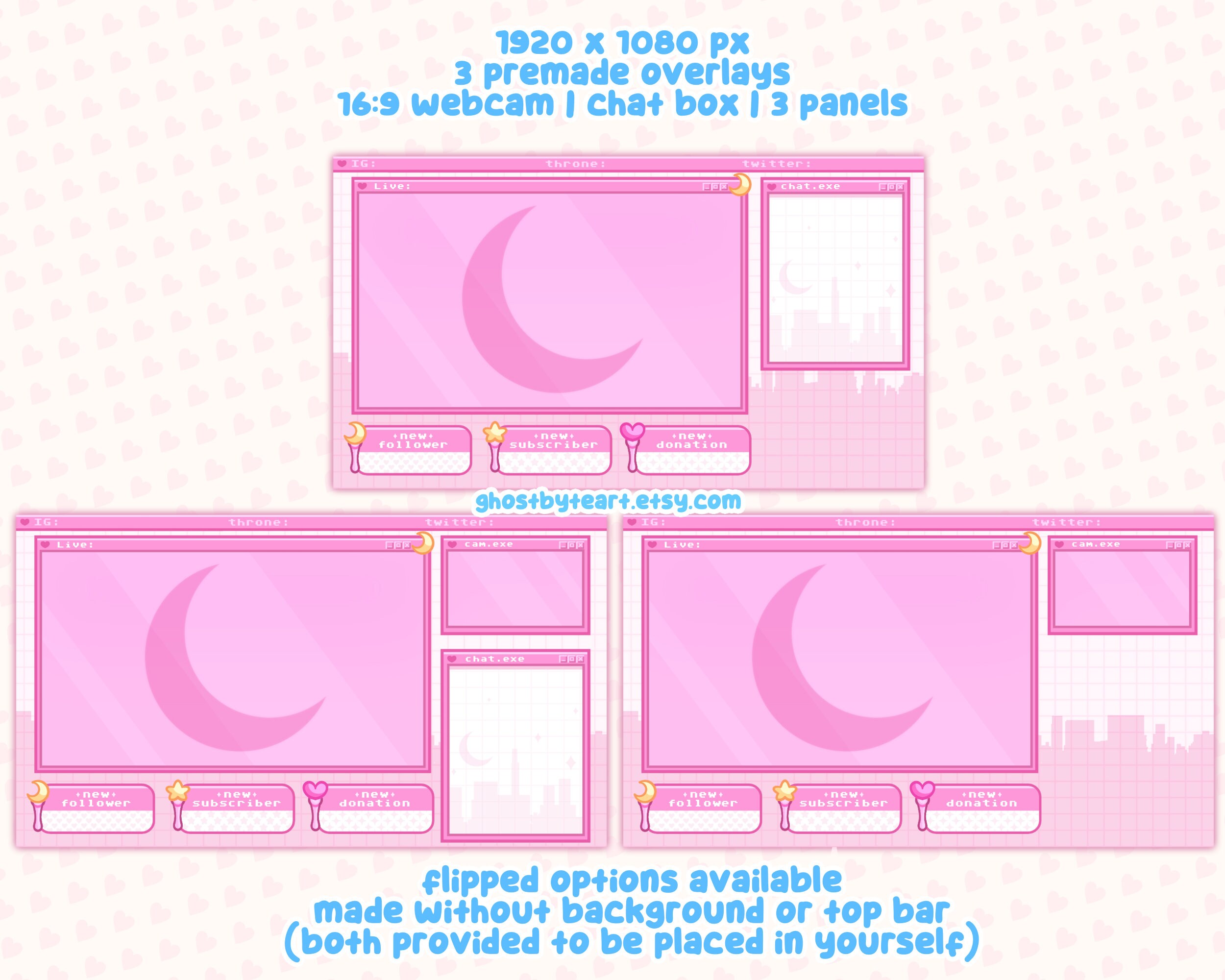 ANIMATED Pink Magical Girl Overlays & Transitions Streaming Pack for ...