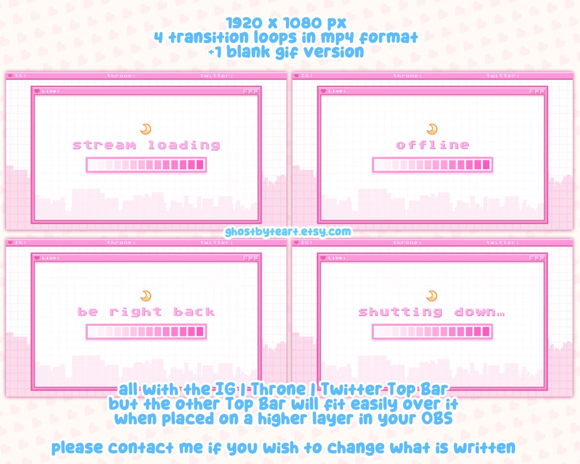 ANIMATED Pink Magical Girl Overlays & Transitions Streaming Pack for ...