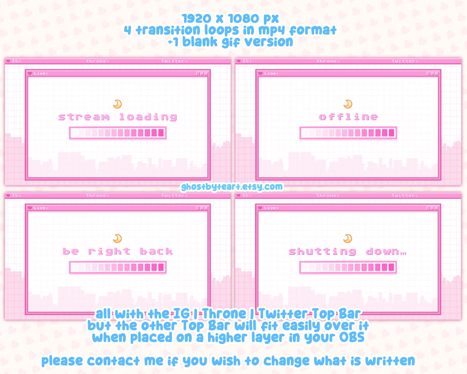 ANIMATED Pink Magical Girl Overlays & Transitions | Streaming Pack for ...