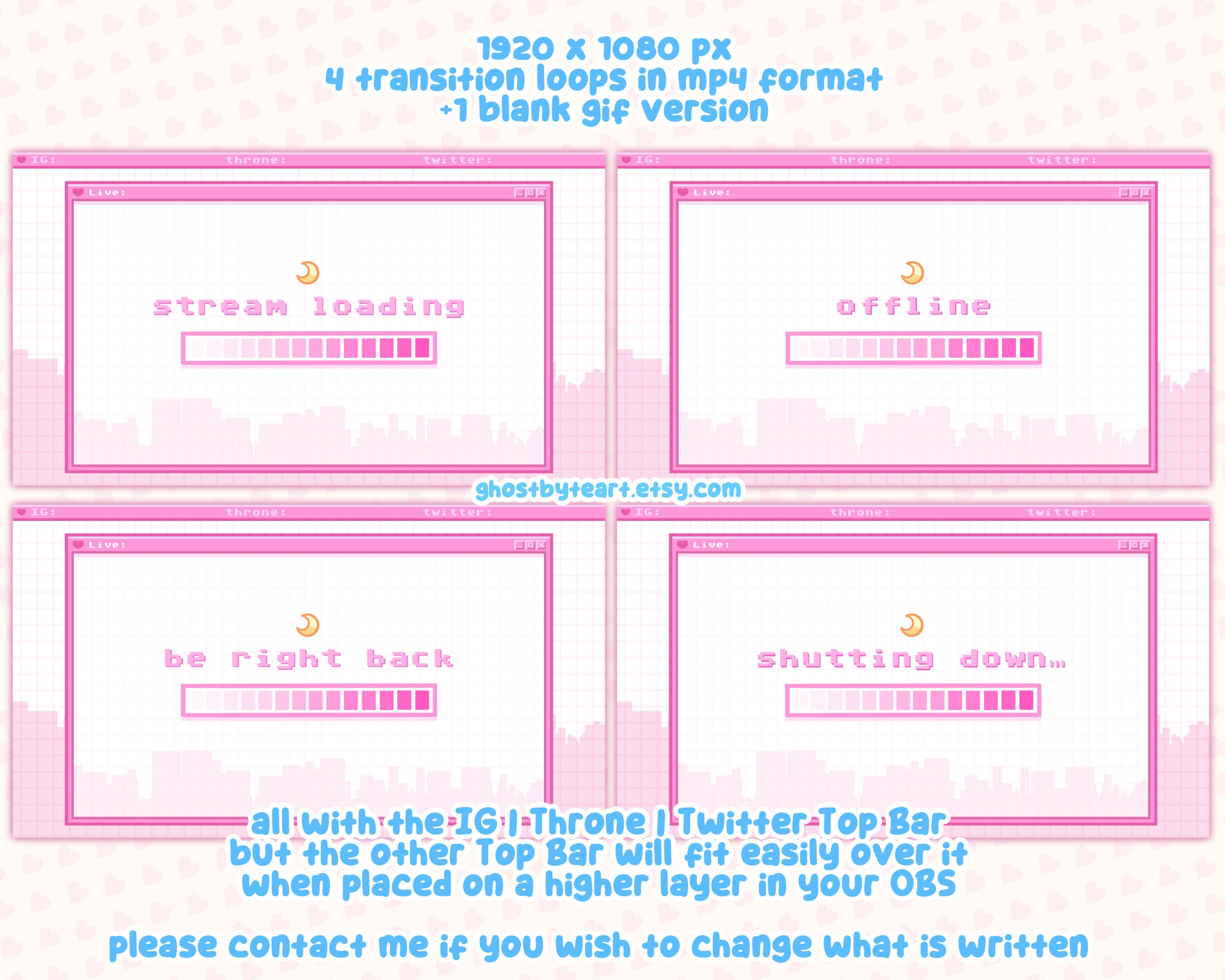 ANIMATED Pink Magical Girl Overlays & Transitions | Streaming Pack for ...