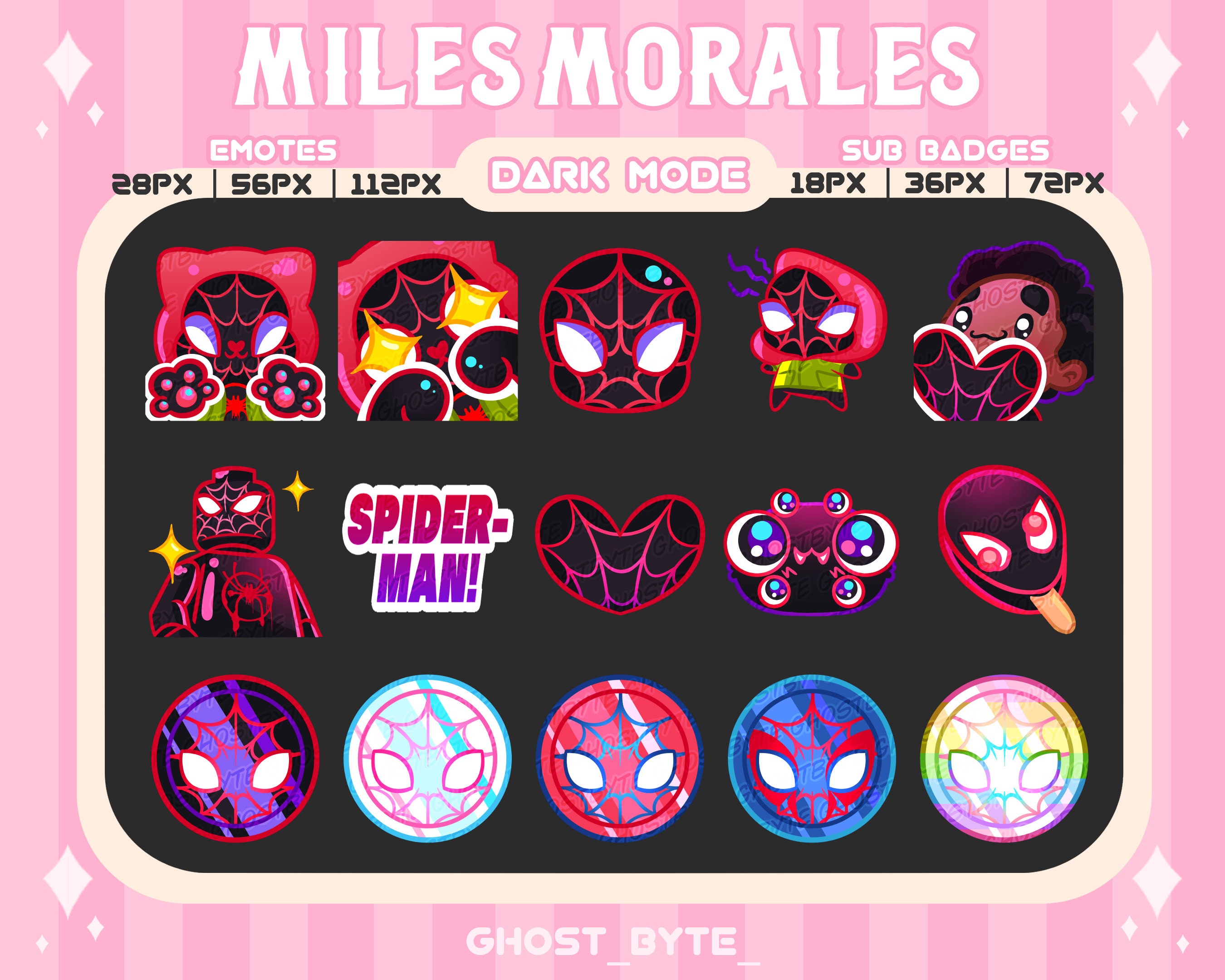 Miles Morales Meows Morales Spider-man Emote Pack Sub Badges - Etsy