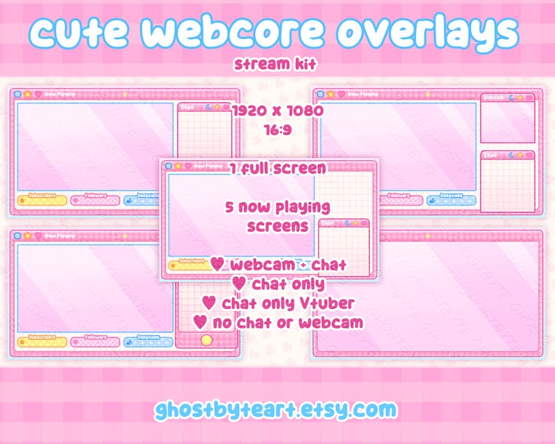 5 Cute Webcore Overlays & Panels | Streaming Pack for Twitch! - Etsy