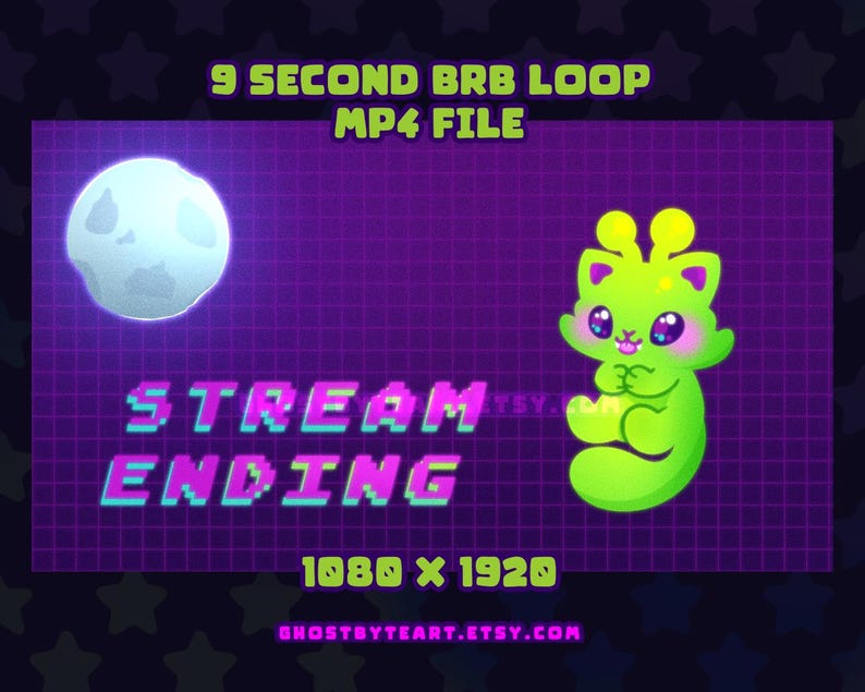 Alien Cat Stream Package: Twitch Overlay, Loops, Panels (digital ...