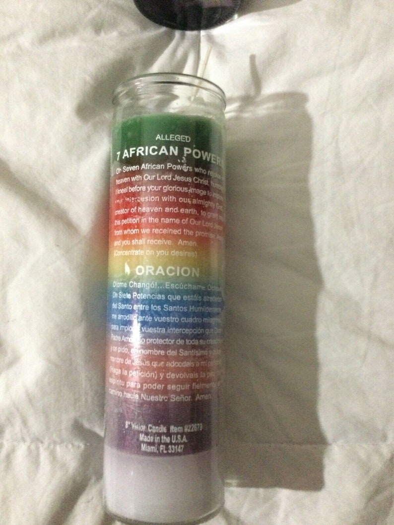 7 AFRICAN POWERS Candle 7 Colors UNSCENTED With Prayers Free Fast ...