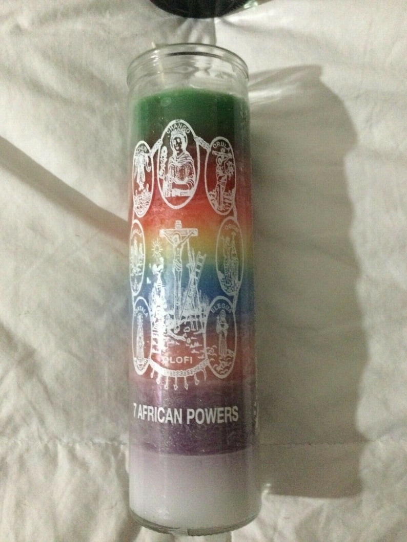 7 AFRICAN POWERS Candle 7 Colors UNSCENTED With Prayers Free Fast ...