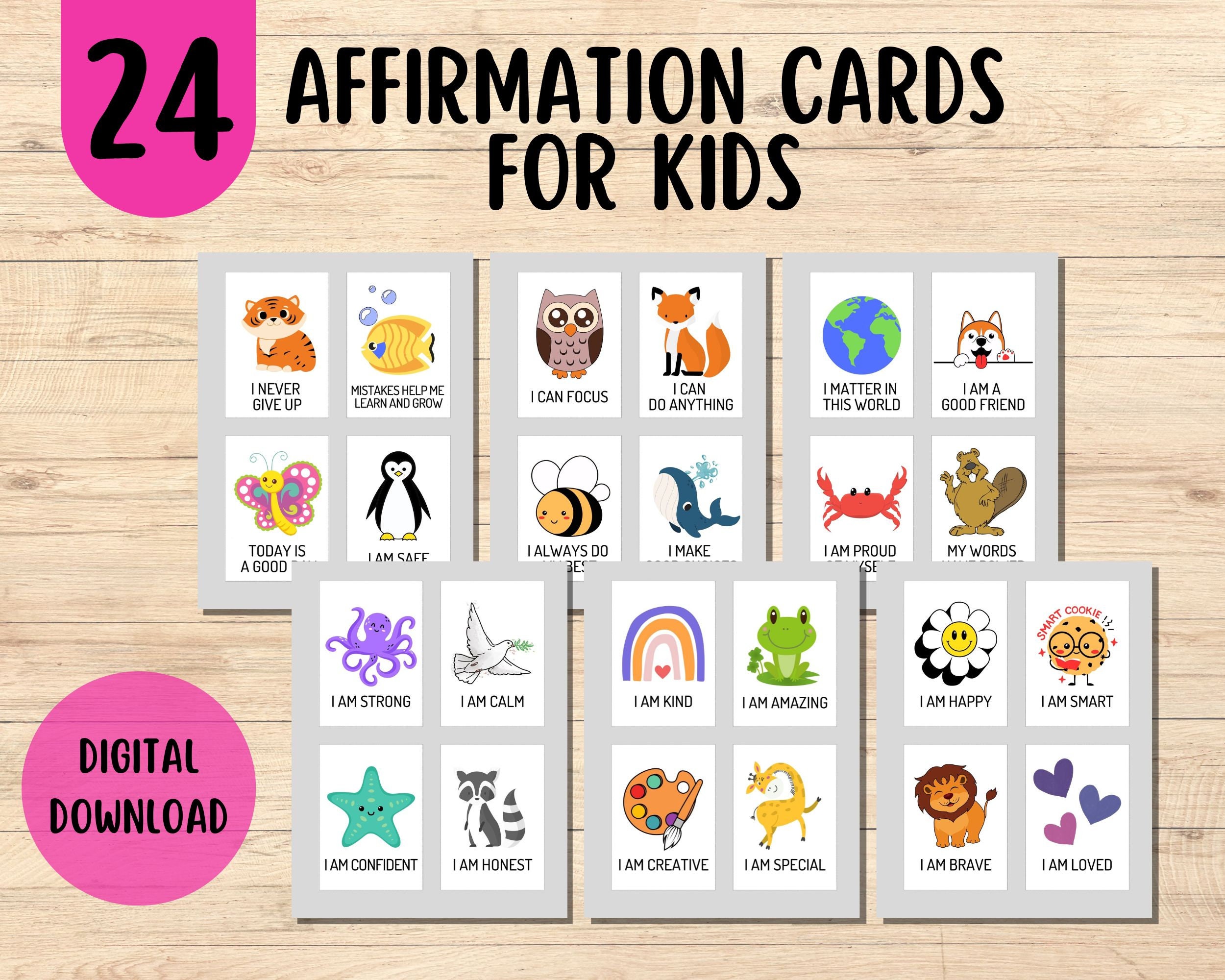 Children's Positive Affirmation Cards Printable - Etsy