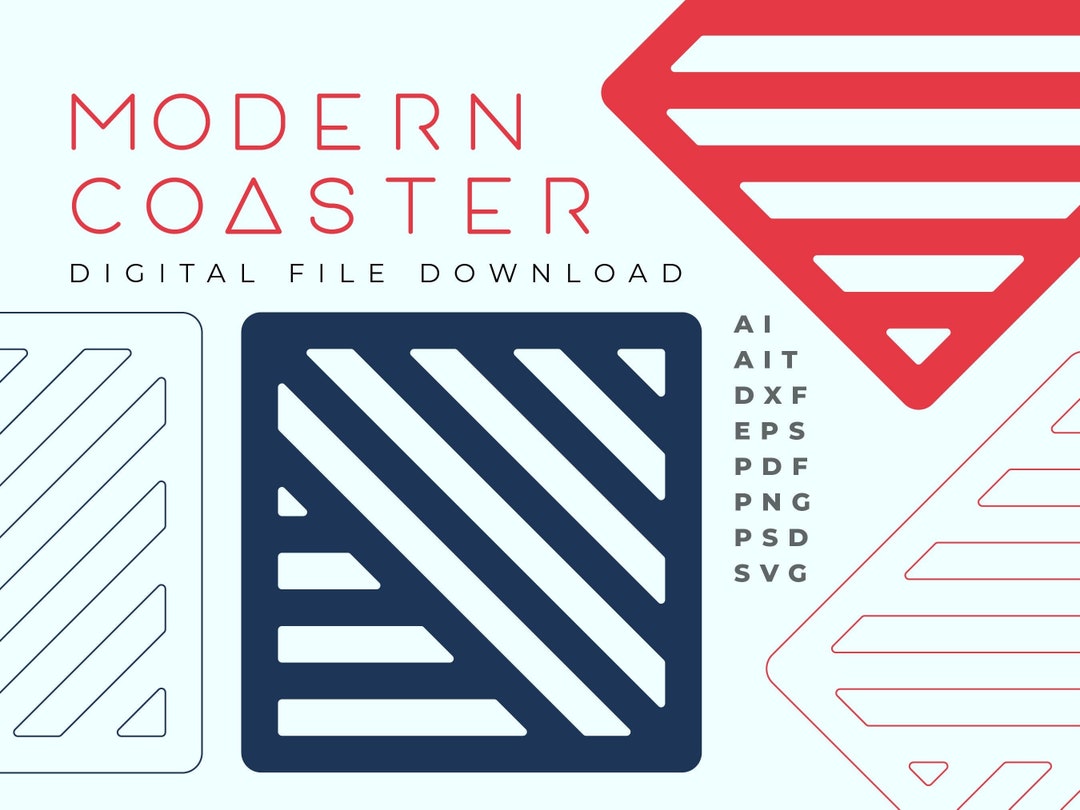 Modern Coaster Laset Cut File Drink Coaster Outline - Etsy