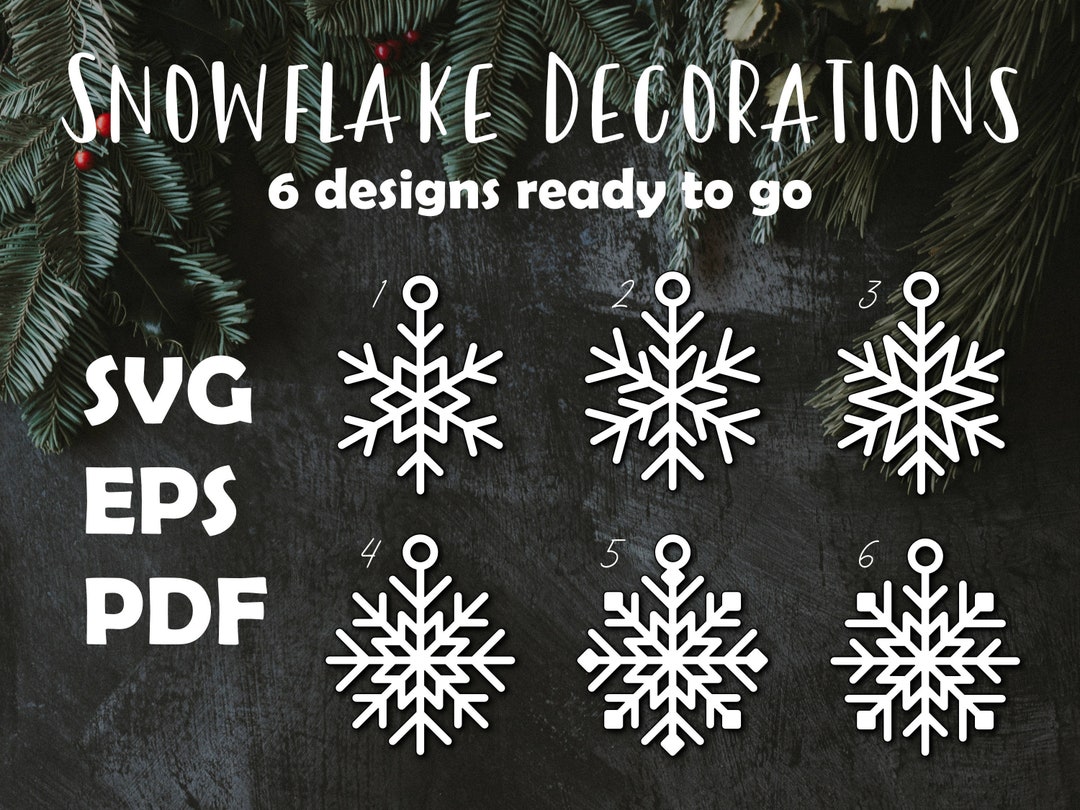 6 Snowflakes Laser Cut File, Snowflake Outline, Christmas, Winter, SVG ...