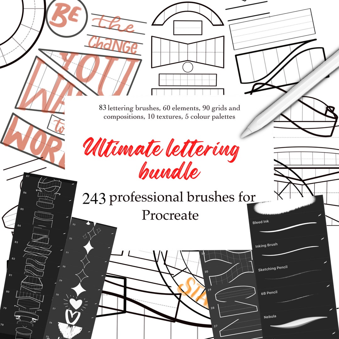242 Procreate Lettering Brushes | Ultimate Lettering Bundle for ...