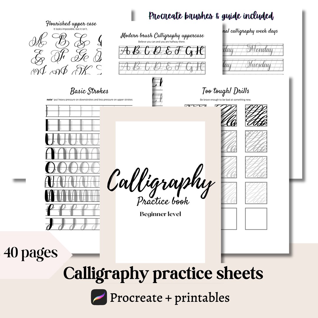 Calligraphy Procreate Practice Sheets | Lettering Practice Book ...