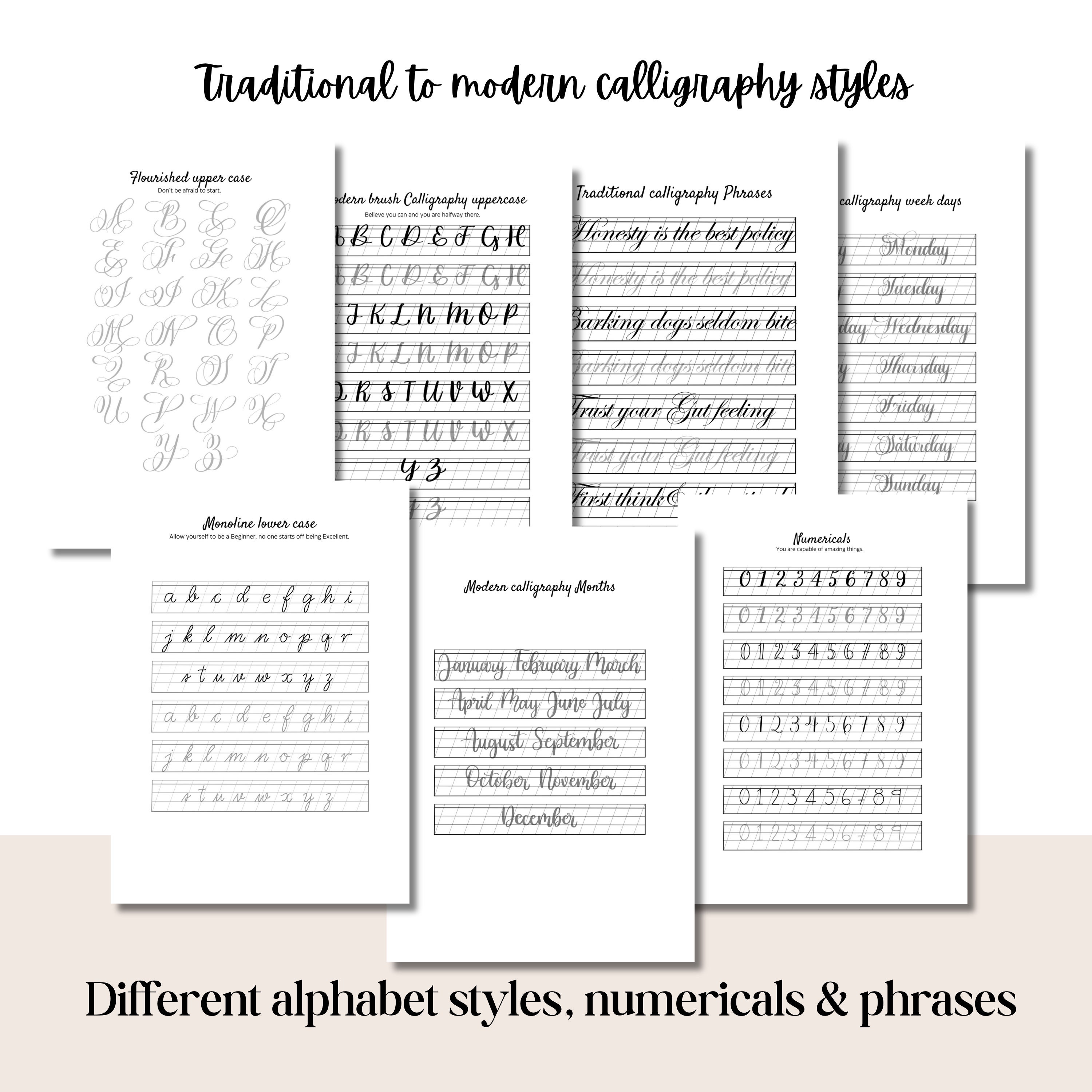 Calligraphy Procreate Practice Sheets Lettering Practice - Etsy