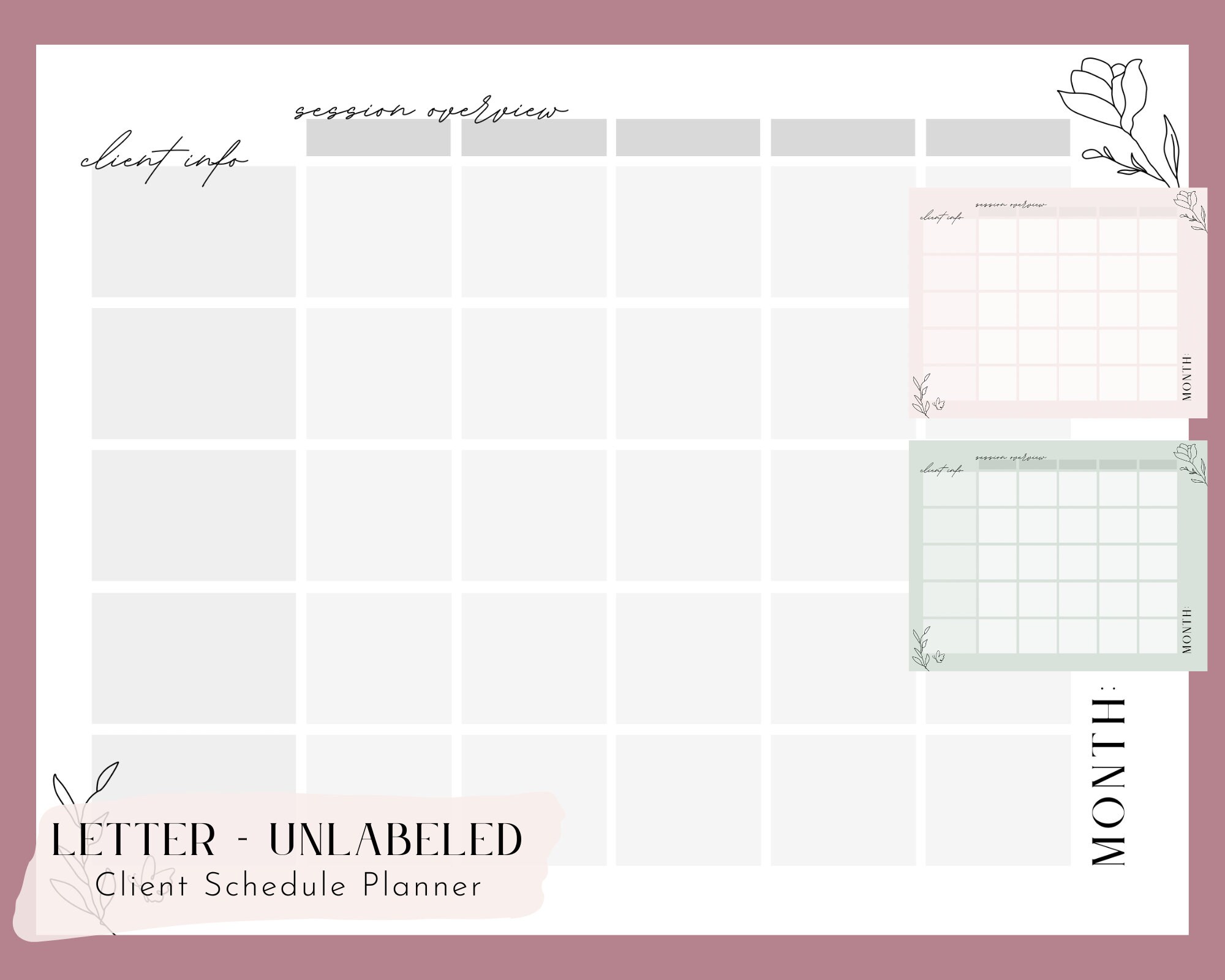 Occupational Therapy Client Schedule Planner Template | OT Minimal ...