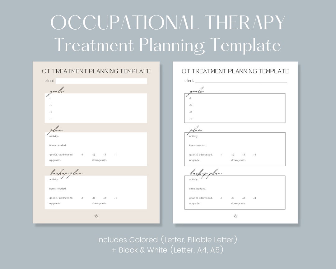 Occupational Therapy Treatment Planning Template OT Minimal Style Black ...