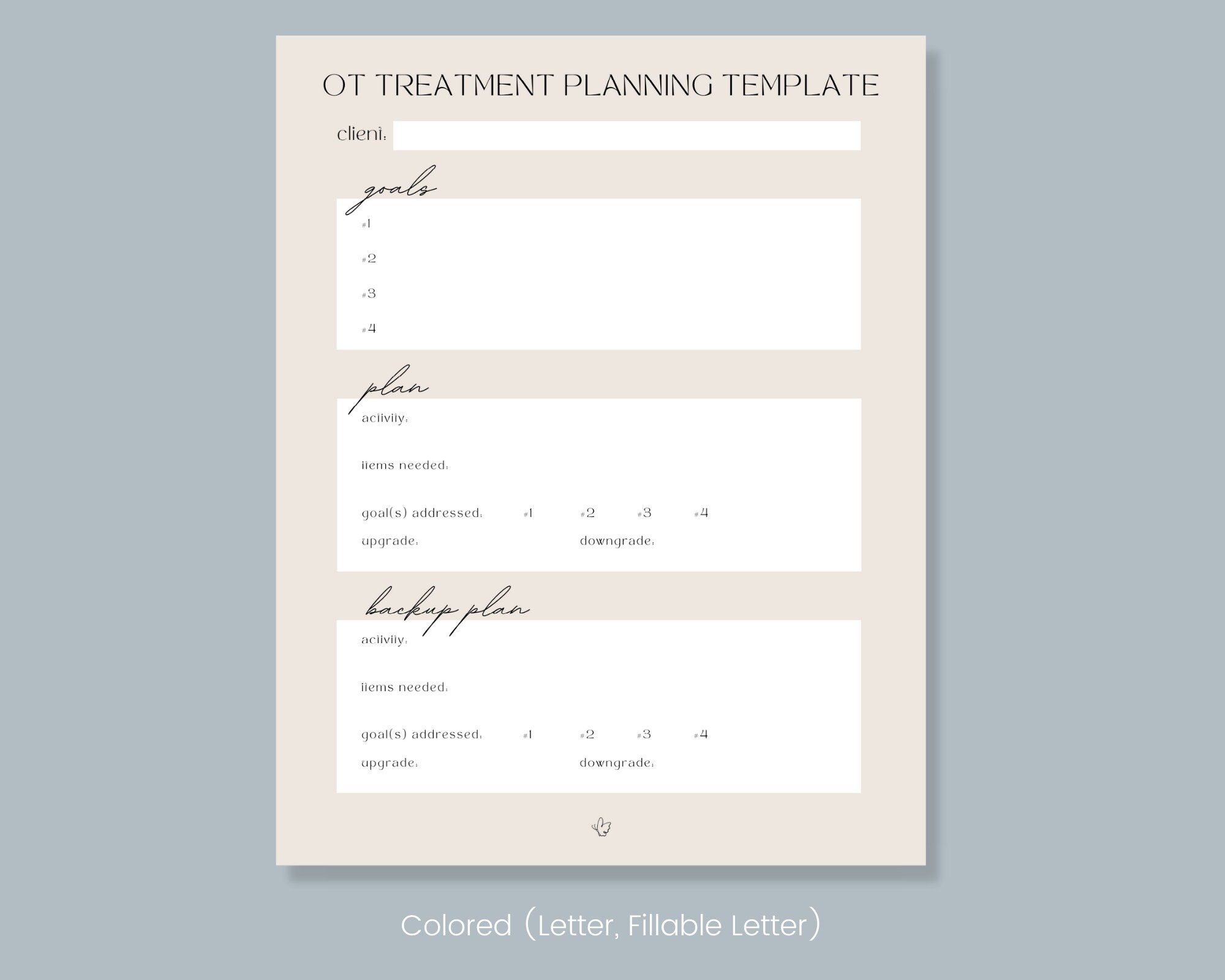 Occupational Therapy Treatment Planning Template OT Minimal Style Black ...