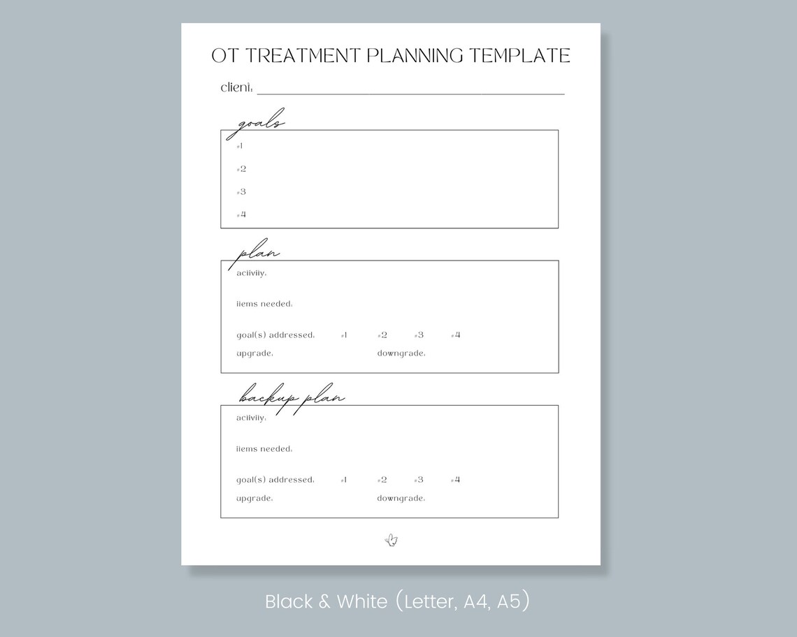 Occupational Therapy Treatment Planning Template OT Minimal | Etsy