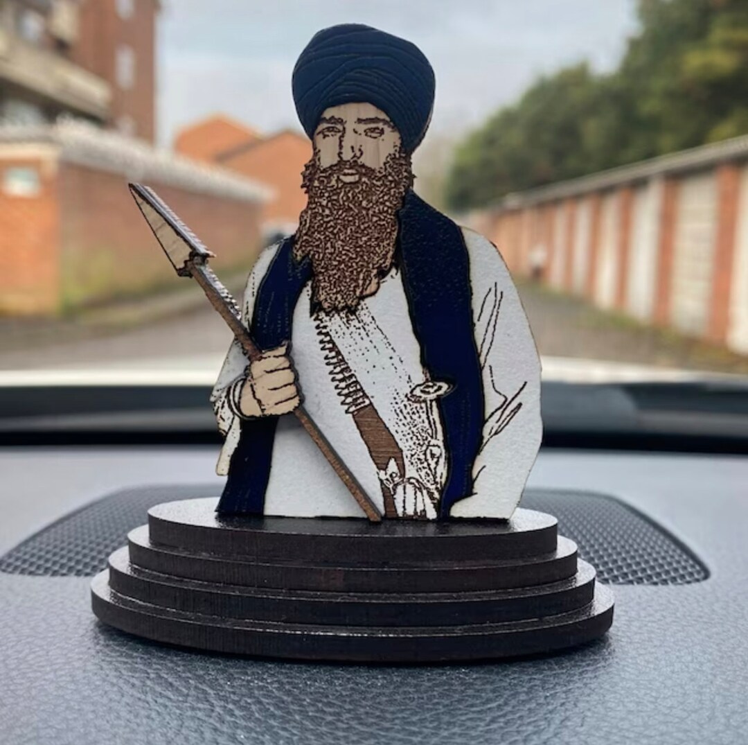 Sikh Bhindranwale Sant Wood Carved Photo Portrait Sikh Desktop Stand ...
