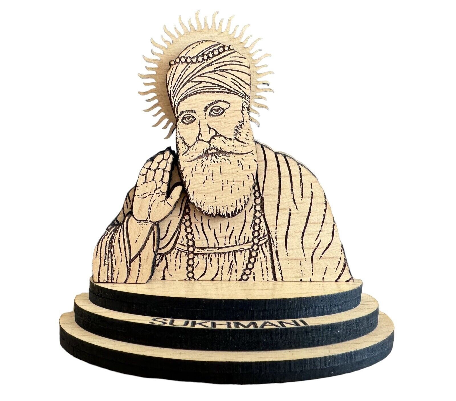 Sikh Guru Nanak Dev Ji Wood Carved Photo Portrait Sikh Desktop Stand ...