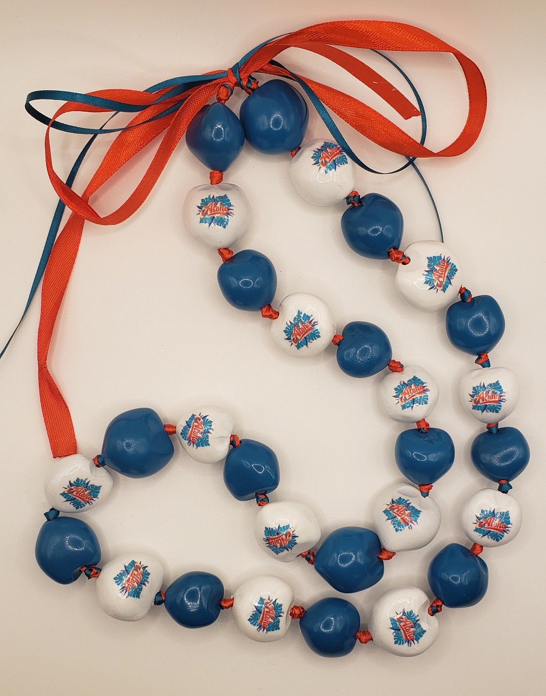 Custom Kukui Nut Lei Aloha Hawaii Orange and Teal - Etsy