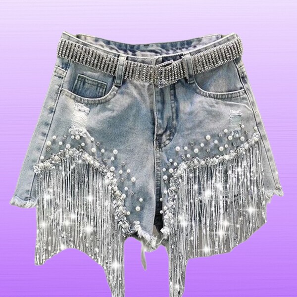 Rhinestone Shorts - Etsy