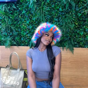 Fuzzy Bucket Hat-rave Hat-trippy Hat-psychedelic-music - Etsy