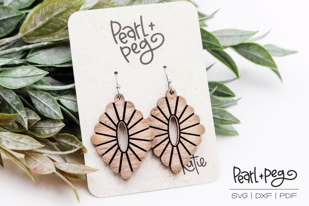 Sunburst Scalloped Quad Laser Engraved Earrings Digital Download - Etsy