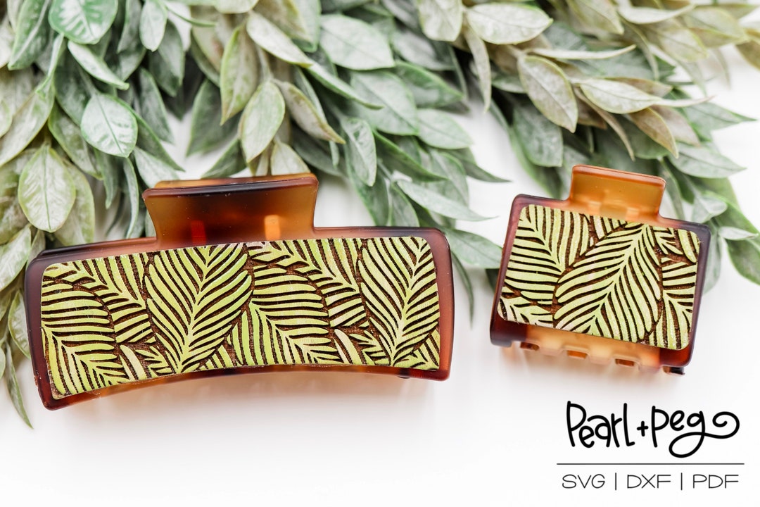 Leaf Outlines Laser Engraved Hair Clip File - Etsy