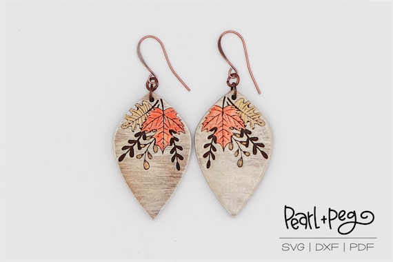 Leaves Sprout Drop Laser Engraved Earrings Digital Download - Etsy