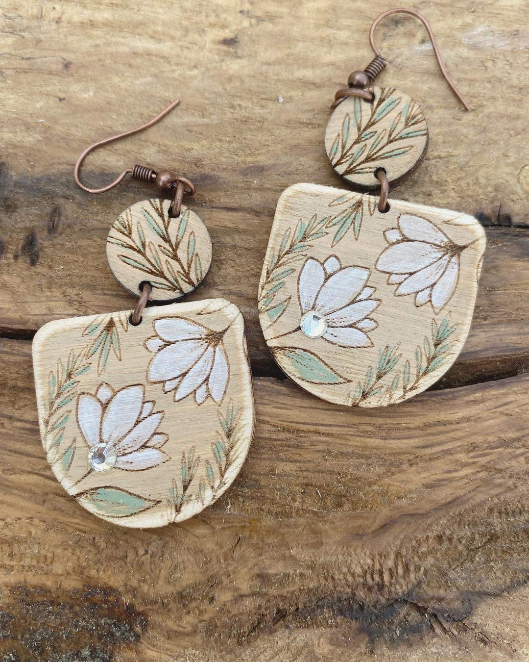 Floral Rounded Semi Circle Laser Engraved Earrings Digital Download - Etsy