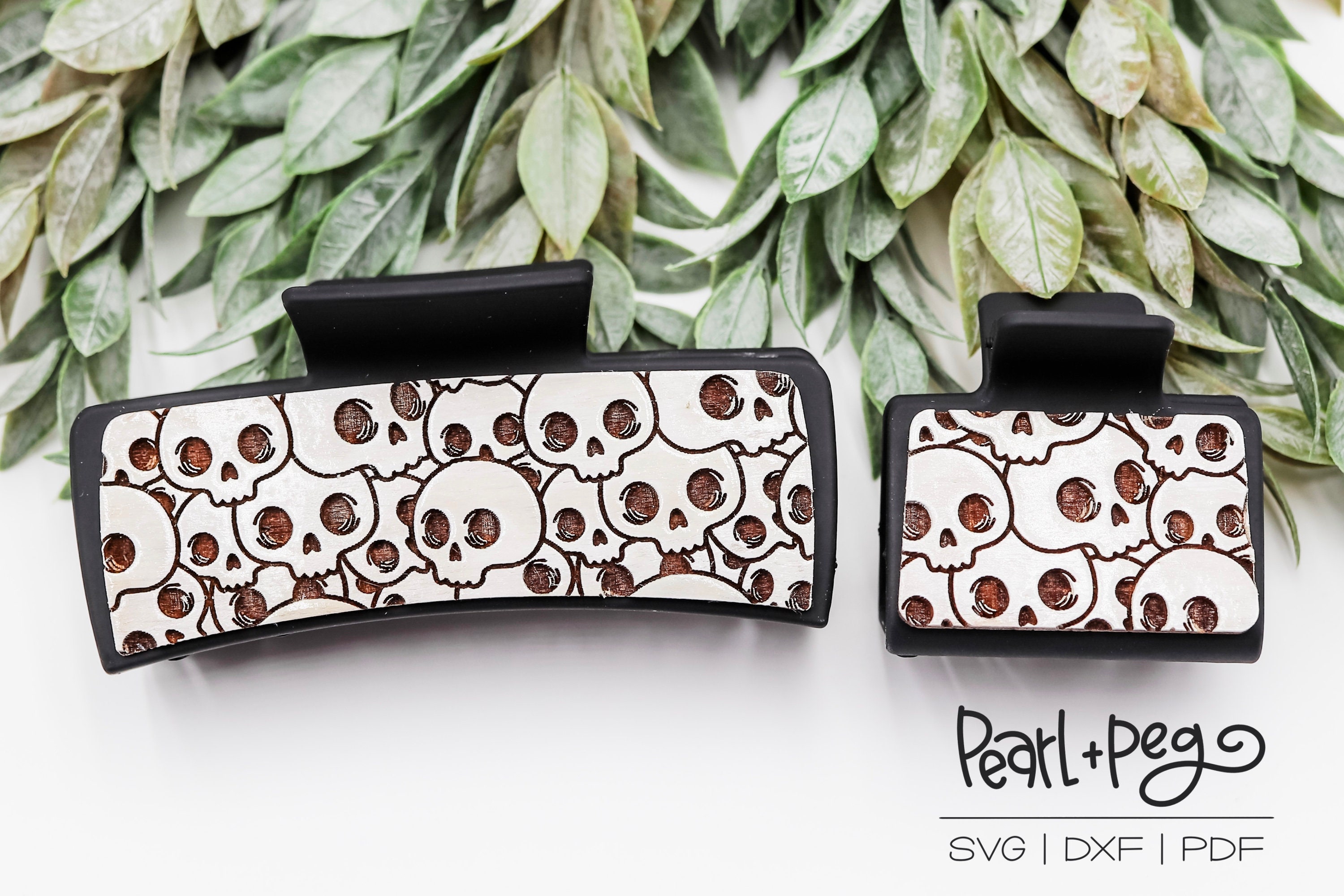 Clustered Skulls Laser Engraved Hair Clip File - Etsy