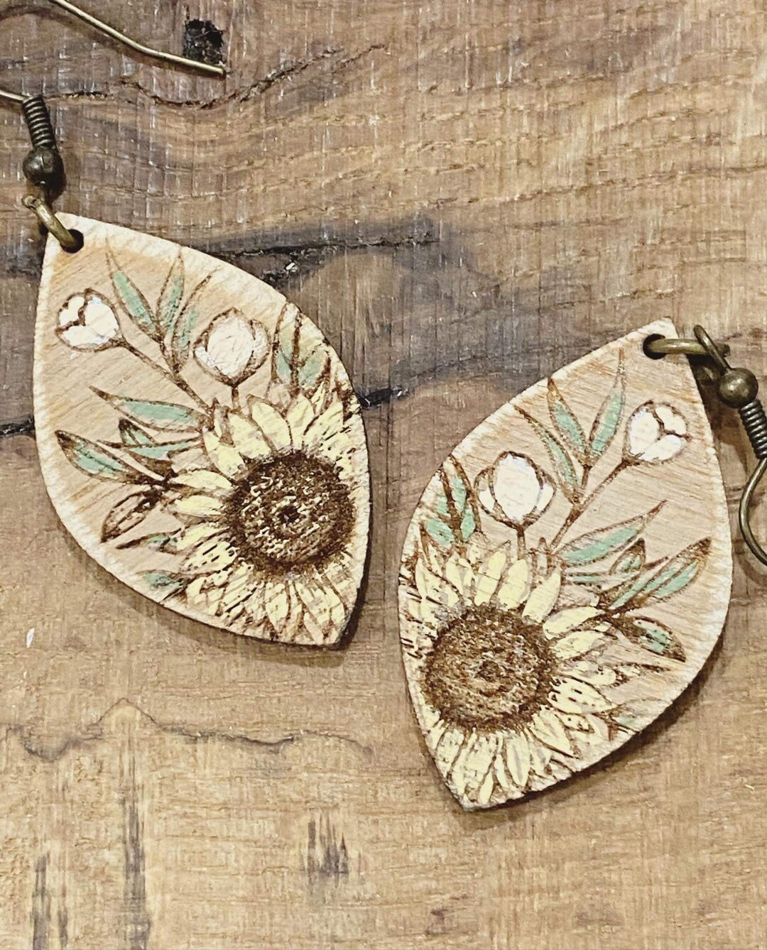 Sunflower Bouquet Laser Engraved Earrings Digital Download - Etsy