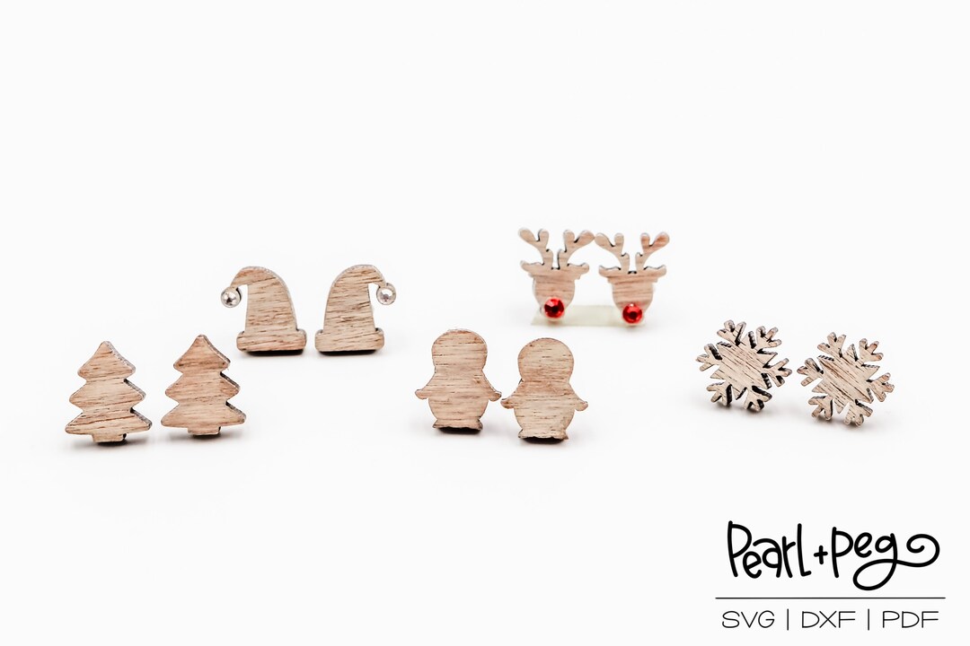 Xmas Solid Stud Shapes Laser Engraved Earrings Digital Download - Etsy