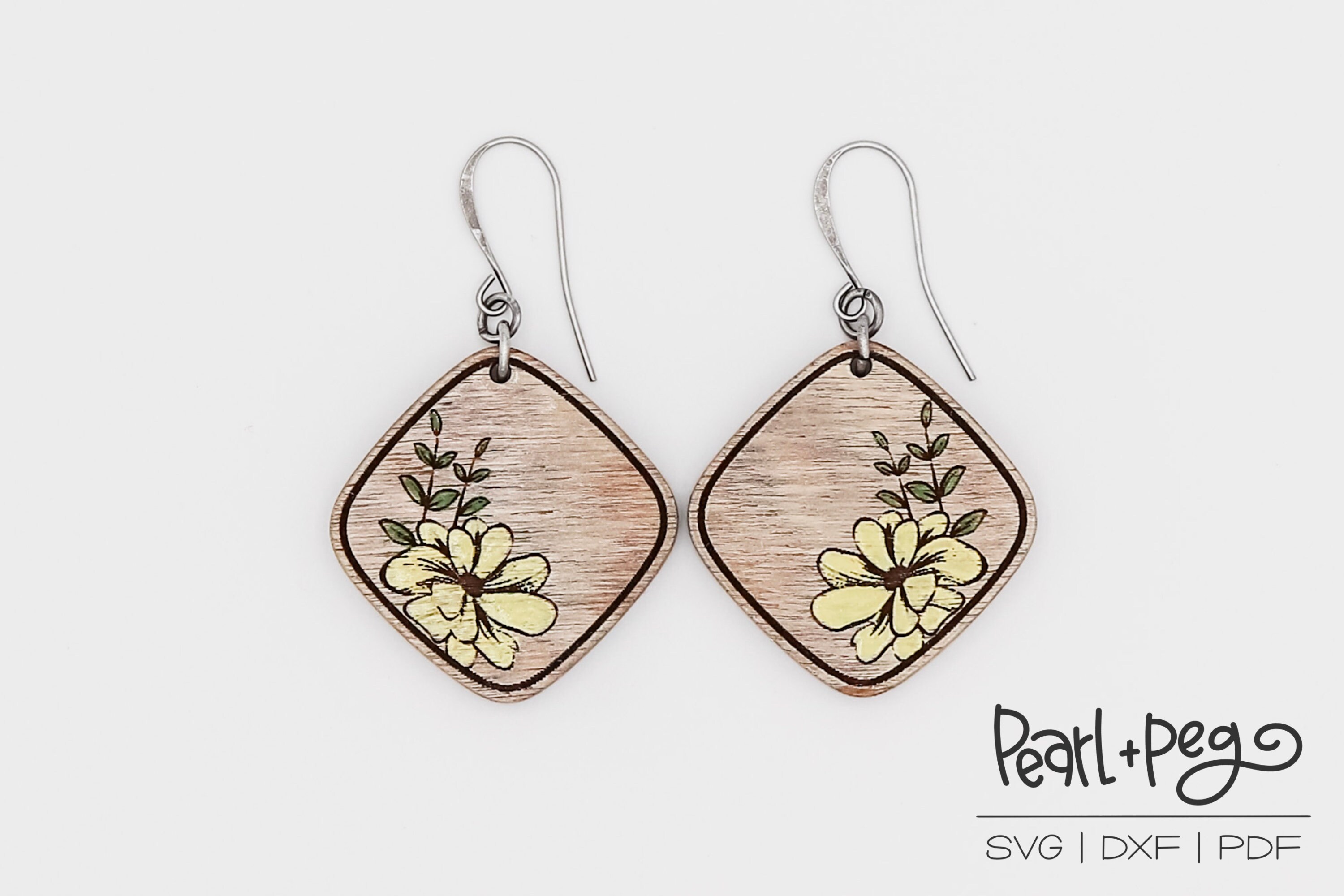 Minimalist Floral Quad Laser Engraved Earrings Digital - Etsy