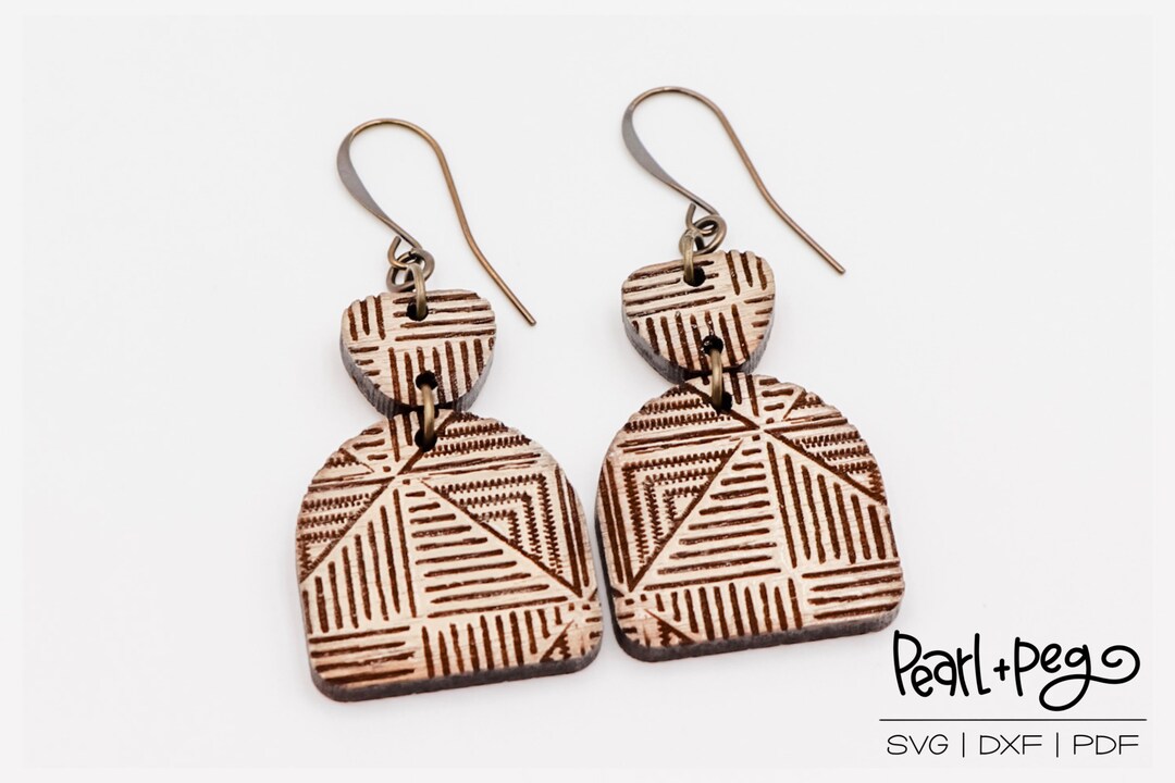 Scratched Aztec 2 Part Laser Engraved Earrings Digital Download - Etsy