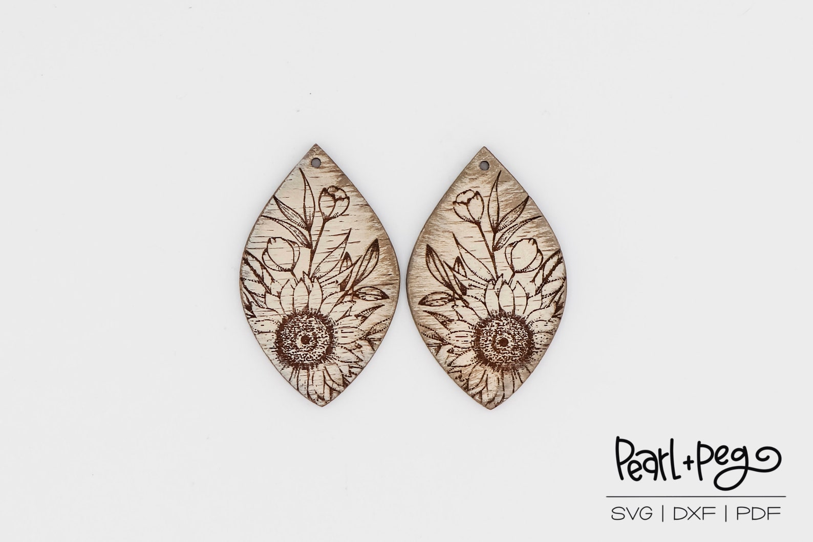 Sunflower Bouquet Laser Engraved Earrings Digital Download - Etsy