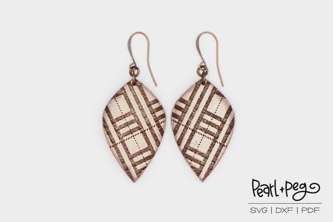 Plaid Tartan Pattern Holiday Drop Laser Engraved Earrings Digital ...