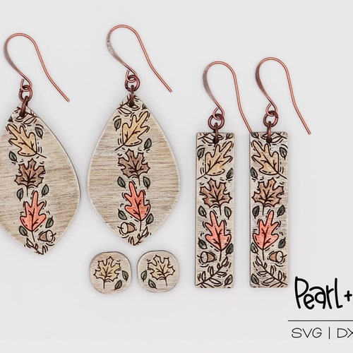 Leaves Sprout Drop Laser Engraved Earrings Digital Download - Etsy