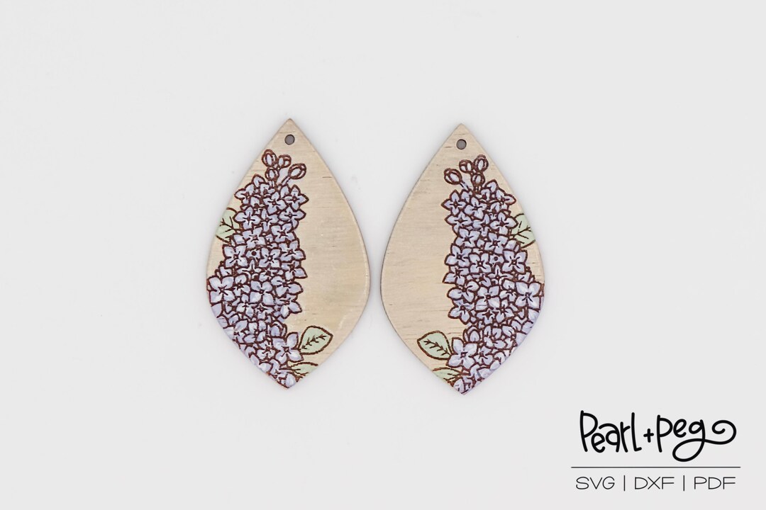 Lilac Sprout Drop Laser Engraved Earrings Digital Download - Etsy
