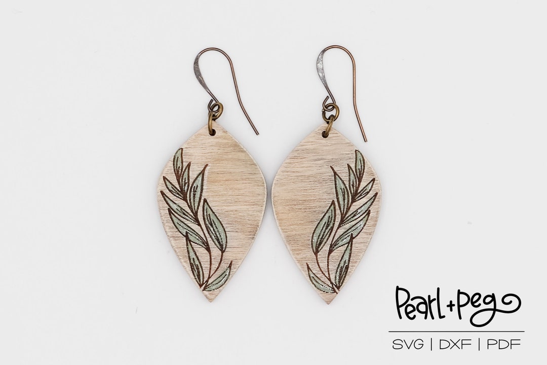 Flowy Leaves Laser Engraved Earrings Digital Download - Etsy