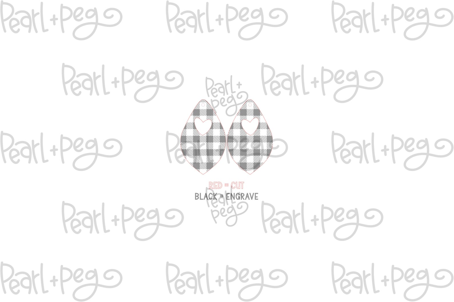 Plaid Heart Hoop Drop Laser Engraved Earrings Digital Download - Etsy
