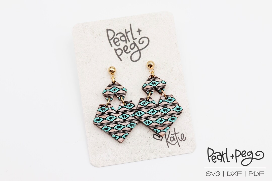 Western Angular Heart Laser Engraved Earrings Digital Download - Etsy