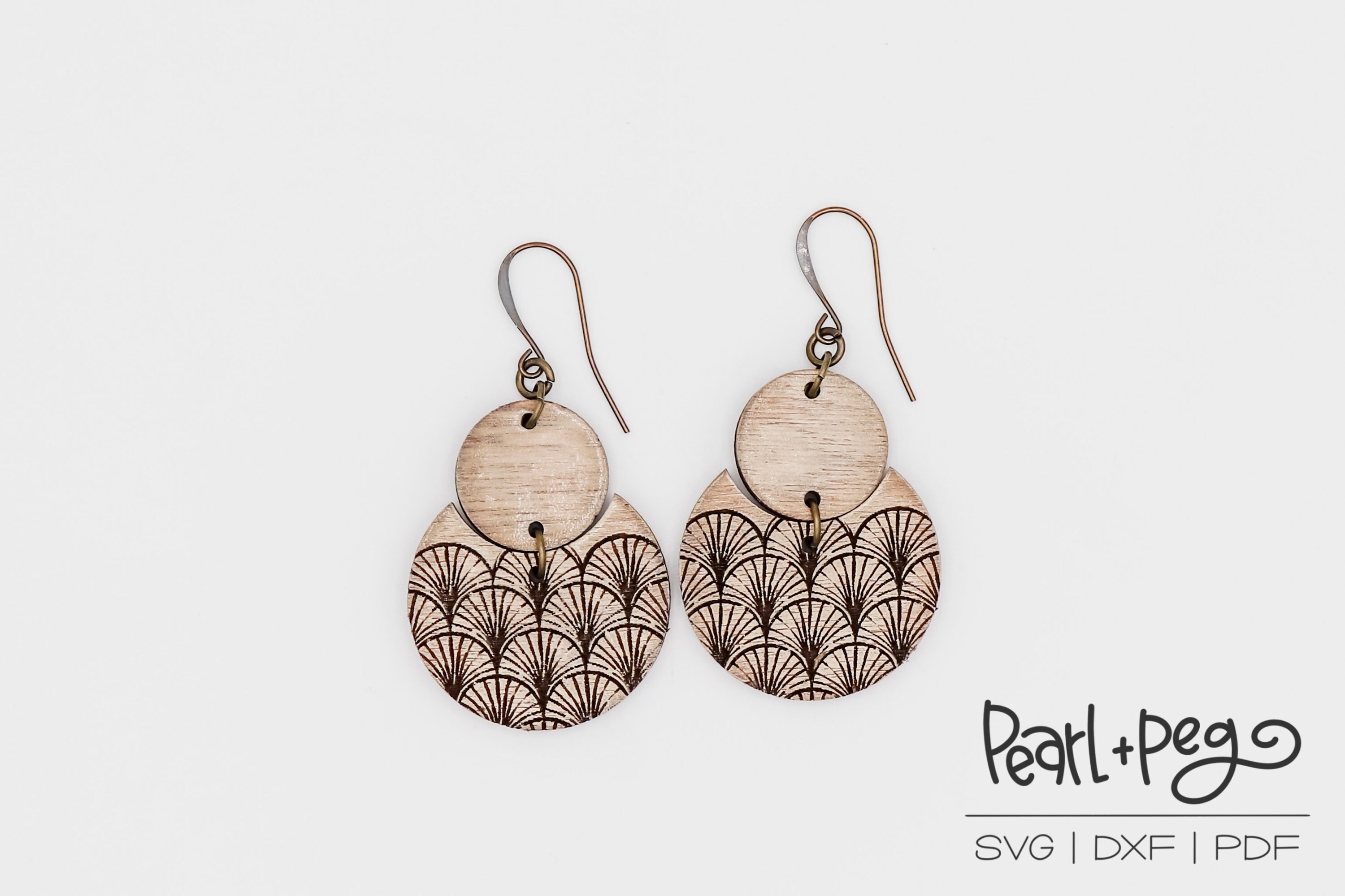 Distressed Art Deco Semi Circle Laser Engraved Earrings Digital ...