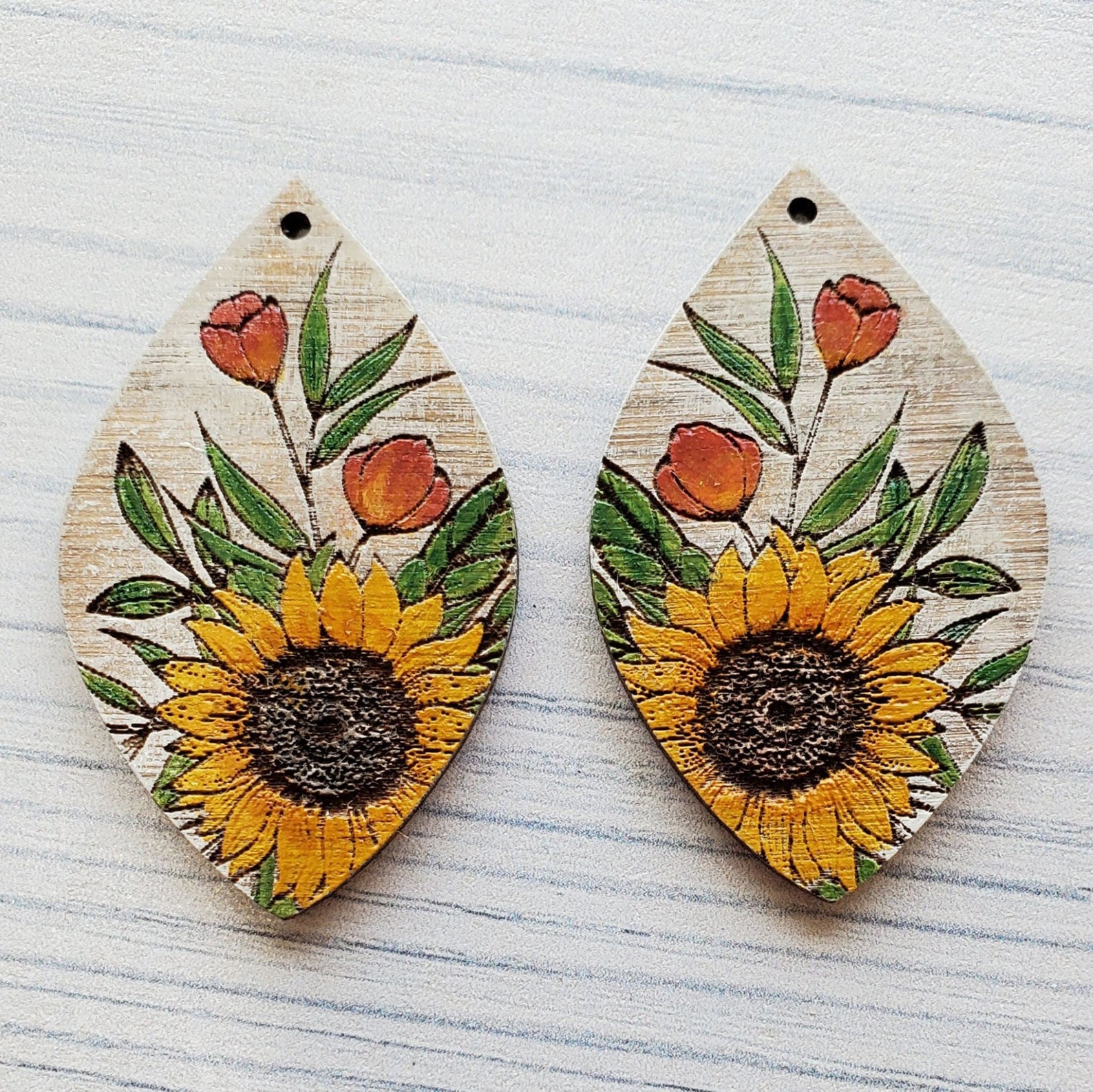 Sunflower Bouquet Laser Engraved Earrings Digital Download - Etsy