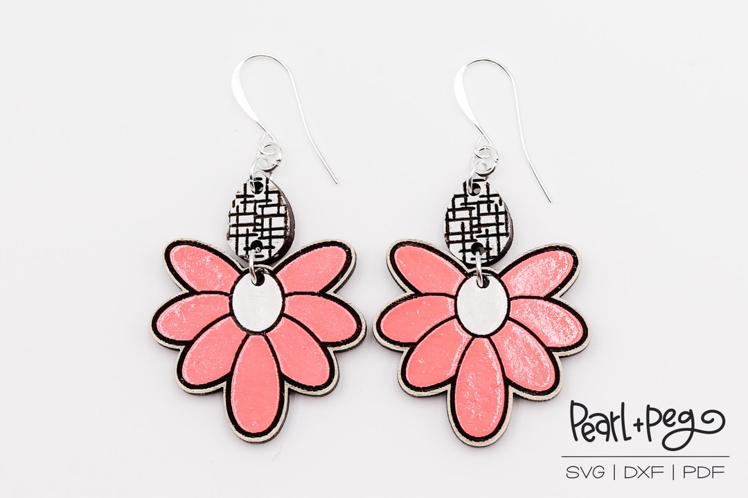 Daisy 2 Part Pattern Laser Engraved Earrings Digital Download - Etsy