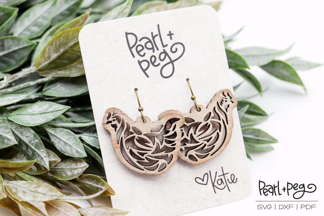 Chicken Cutout Laser Engraved Earrings Digital Download - Etsy