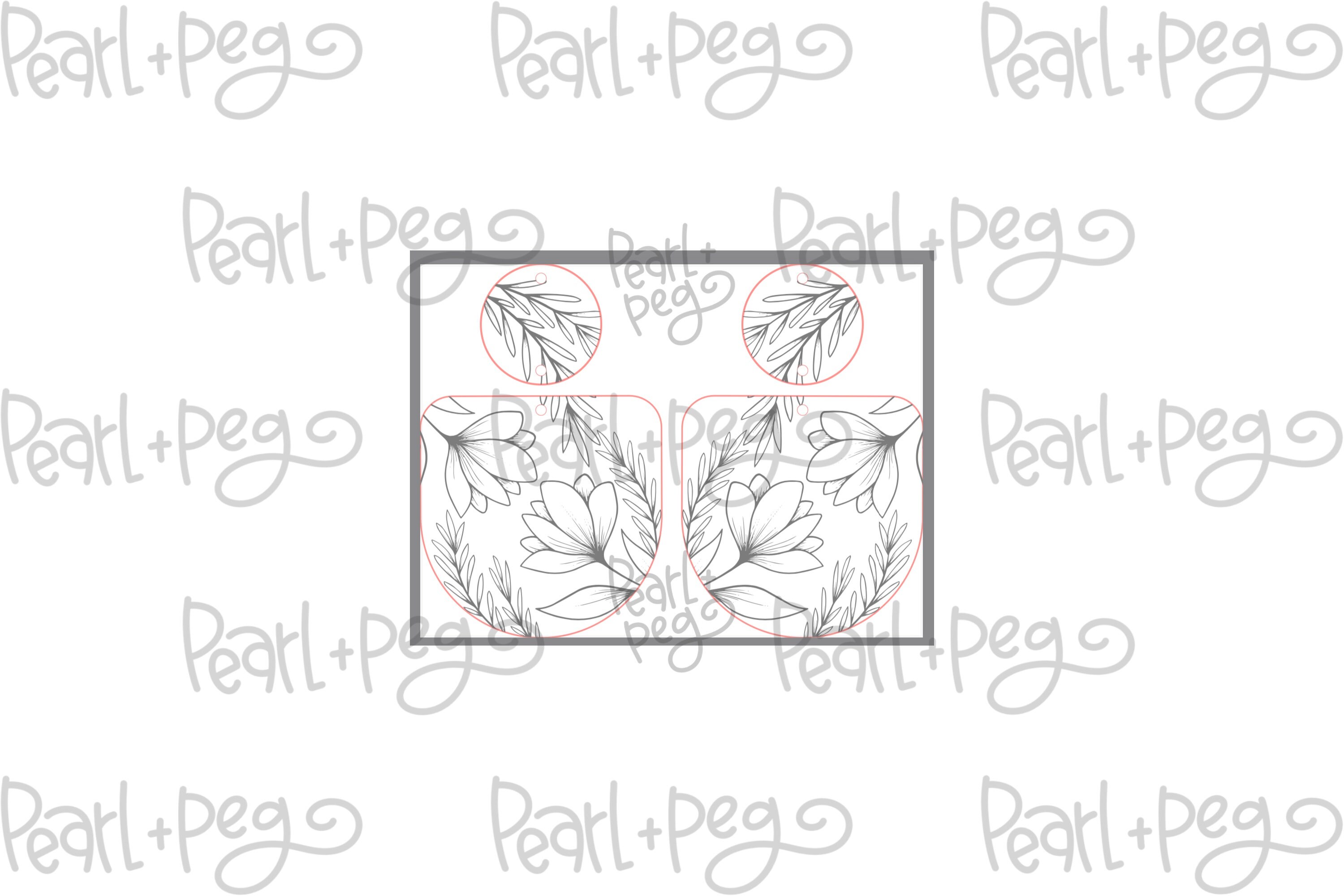 Floral Rounded Semi Circle Laser Engraved Earrings Digital - Etsy